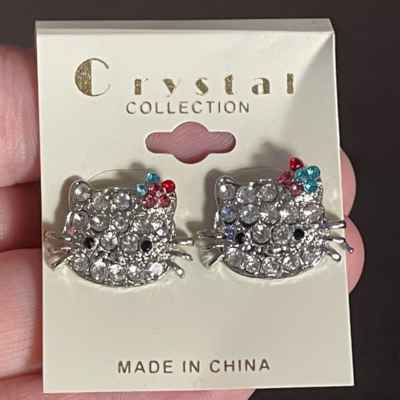 Jewelry | Hello Kitty Crystal Stainless Steel Earrings | Poshmark